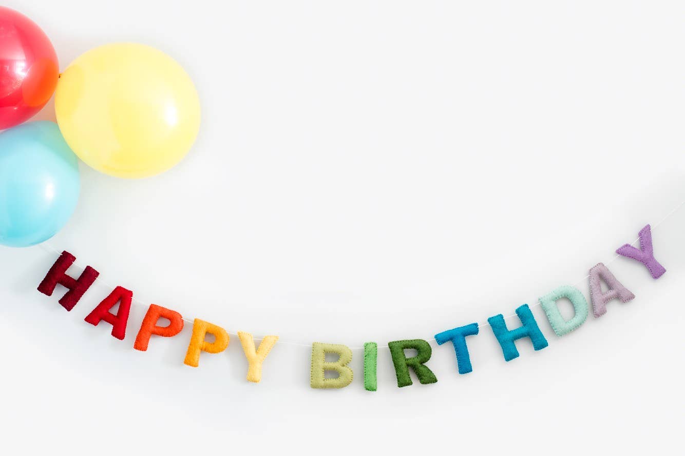 Happy Birthday Felt Garland - Handmade Party Banner | Reusable Decor ...